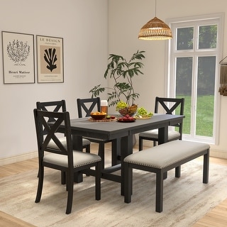 6-Piece Extendable Dining Table with Footrest - Bed Bath & Beyond ...