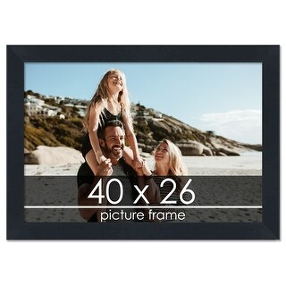 40x26 Frame Black 1 1/8" Wide Solid Wood Picture Frame - UV Acrylic ...