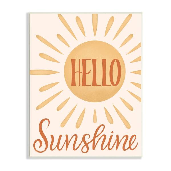 Stupell Hello Sunshine Bold Calligraphy Sun Rays Shining Wood Wall Art ...
