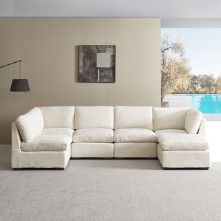 Convertible Modern Luxury Modular Sofa With Corduroy Upholstery - Bed ...