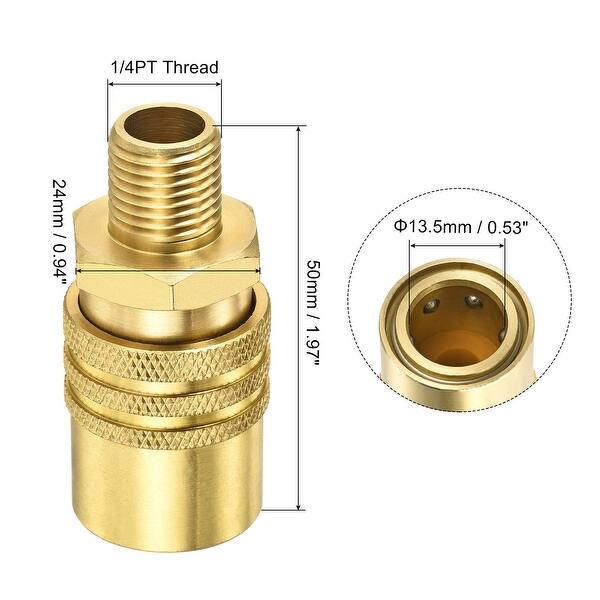 Brass 50mm Coupler Pipe Fitting 13.5mm ID x 1/4PT Pipe Connector ...