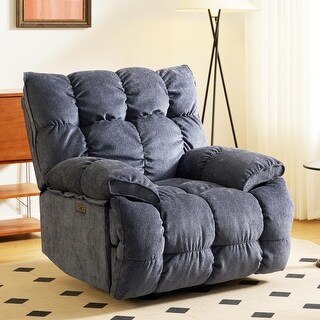 360° Swivel Electric Rocker Recliner, Plush High Backrest, Spacious ...