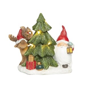 6.5" Lighted Droopy Hat Santa Reindeer Christmas Tabletop Figurine ...