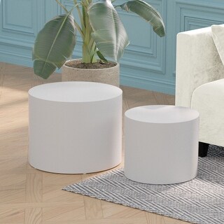 White Round Nesting Tables Set of 2 with Coffee & End Tables for Living ...