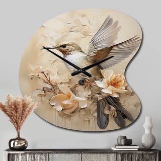 Designart - Fluttering Floral Hummingbird I - Hummingbird Wall Clocks ...
