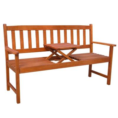 Garden Bench with Pop-up Table 62.2" Solid Acacia Wood - Overstock ...