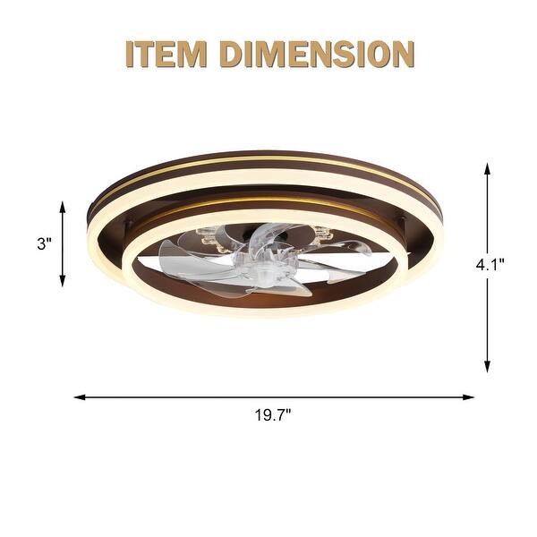 Bella Depot 20" Flush Mount Ceiling Fan 6-speed Dimmable Light with ...