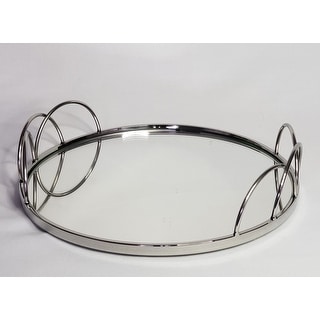 Silver Stainless Steel Round vanity tray with mirror 13" - Bed Bath ...