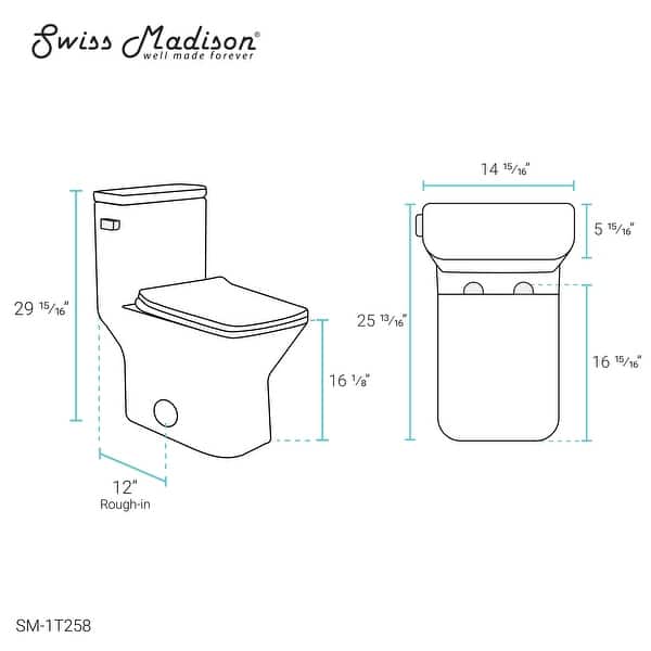 Carré One-Piece Square Toilet Left Side Flush Handle Toilet 1.28 gpf ...
