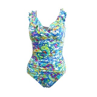 Lauren Ralph Lauren Women's Ruffle Surplice One-Piece Swimsuit (8 ...