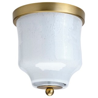 Mili 8 Inch Flush Mounted Ceiling Light, Hand Blown Shade, Brass Metal ...