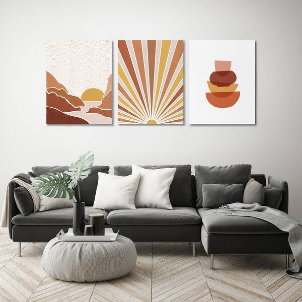 Canvas Triptych Modern Sunsets by Elena David - 3 Piece Art Set - Bed ...