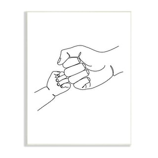 Stupell Fist Bump Family Hands Minimal Line Drawing Wood Wall Art ...