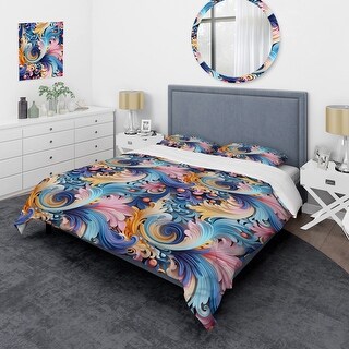Designart "Ethno Paisley Harmony Fuse Marble Pattern" Glam Bedding Set ...