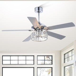 52 Inch Chrome Ceiling Fan with Light and Remote(5-Blade) - Bed Bath ...