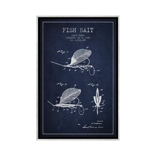 iCanvas "Fish Bait Navy Blue Patent Blueprint" by Aged Pixel Framed ...