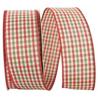 Green White and Red Small Checked Wired Ribbon - Bed Bath & Beyond ...