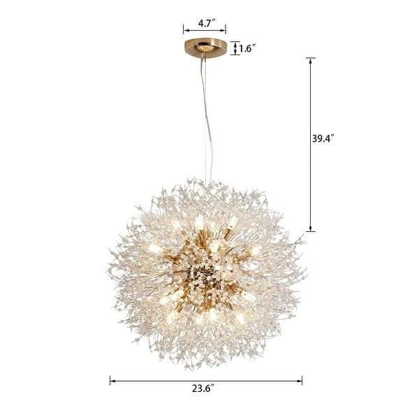 16-Light Dandelion Crystal Chandelier Firework Pendant Ceiling Light ...