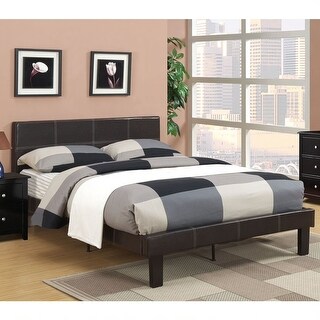 Poundex Platform Faux Leather Twin Bed - Bed Bath & Beyond - 37000913