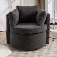 Grey Modern Upholstered Swivel And Storage Chair For Living Room With ...