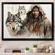 Designart "Native Art Spirits Of Wolf" Native American Framed Wall Art ...