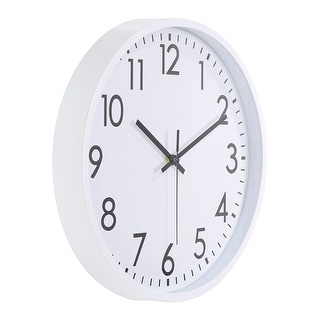 12 Inch Wall Clock, 3D Number Quartz Silent Round Wall Clocks, White ...