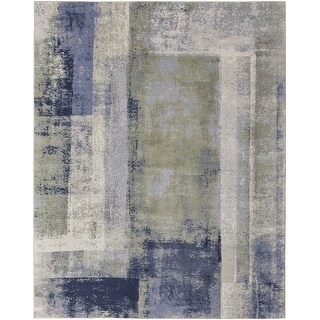 HomeRoots 2' X 3' Blue Green And Ivory Abstract Power Loom Distressed ...