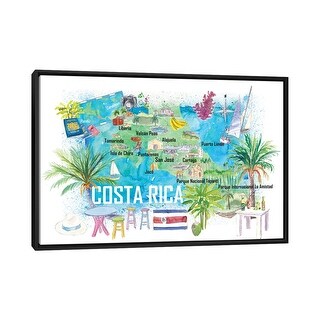 iCanvas "Costa Rica Illustrated Travel Map With Roads And Highlights ...