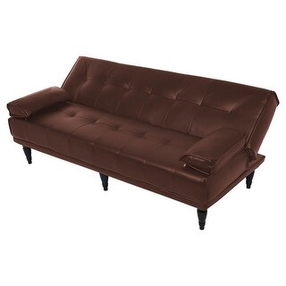 Sofa Couch, Wooden Legs 71 Inch PU Leather Deluxe Apartment Living Room ...