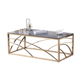 Stainless Steel Rectangular Accent Glass Coffee Table for Living Room ...