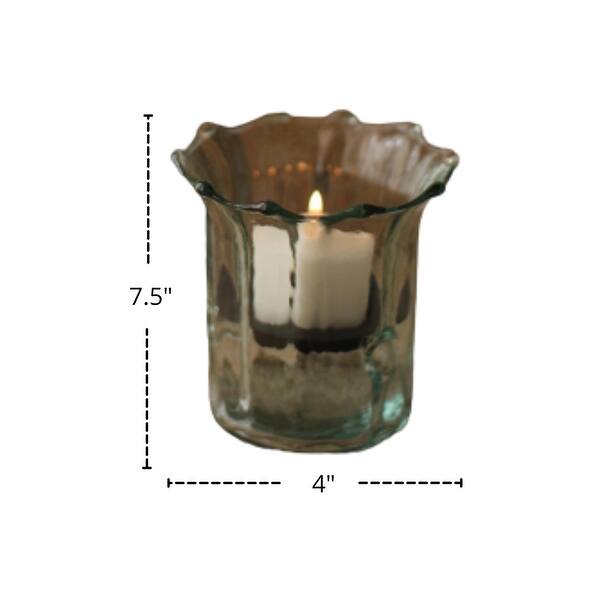 Set of Three Recycled Glass Ribbed Votive Cylinders - 4-inch Diameter ...
