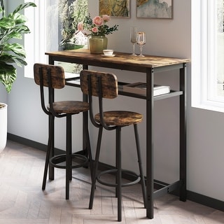 Modern Design, 3PC Rectangular Table, Equipped with 2 bar Stools with ...