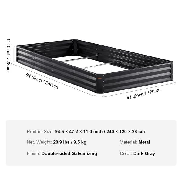 VEVOR Galvanized Metal Planter Box 4x2x1 to 8x4x2 ft Open Base Outdoor ...