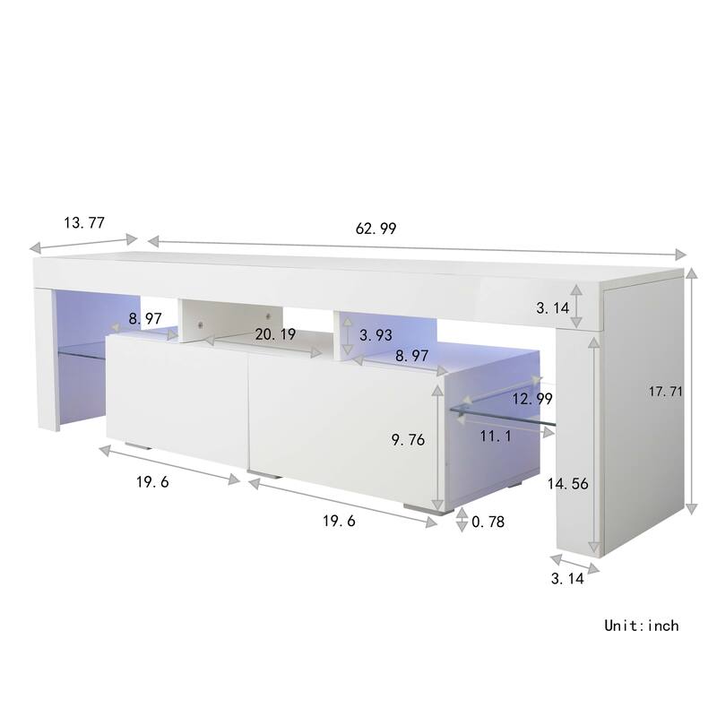 20 Colors Modern LED TV Stand With Remote Control Lights - Overstock ...
