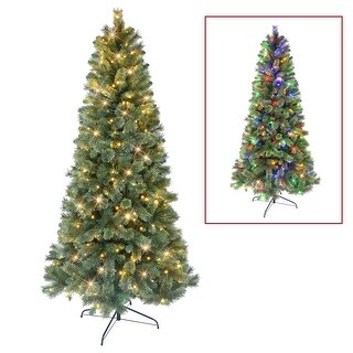 Puleo International 7.5 ft. Pre-Lit Montana Artificial Pine Tree - Bed ...