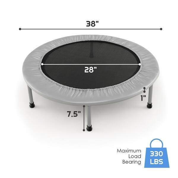 Gymax 38'' Folding Mini Trampoline Fitness Rebounder w/ Safety Pad ...
