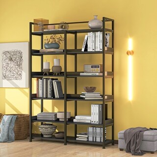 6-tier Bookshelf with Stainless Steel Frame and Adjustable Foot Pads ...