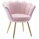 Velvet Upholstered Chair, Mid-Century Modern Vanity Chair with Seashell ...