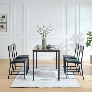 Modern 5-Piece Dining Set with Chipboard Dining Table and 4 Upholstered ...