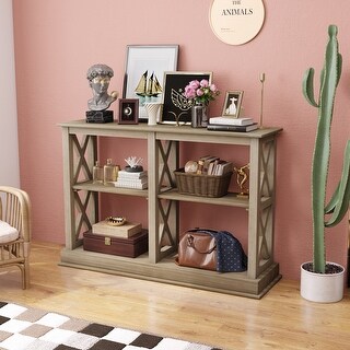 Entry Table with 3-Tier Open Storage Spaces and "X" Legs - Bed Bath ...