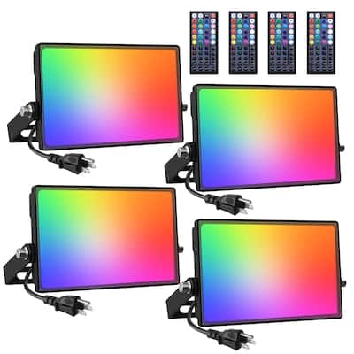 LED Flood Light Outdoor 160W Equiv, Color Changing RGB Floodlight with ...