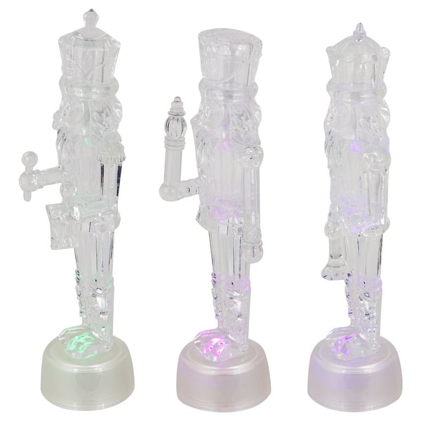 Set of 3 LED Lighted Icy Crystal Nutcracker Christmas Figurines 7.5 ...
