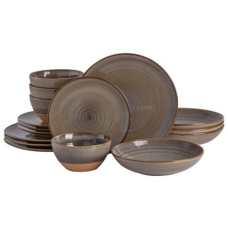 Gibson Elite Mayfair Bay 16-Piece Double Bowl Embossed Reactive Glaze ...