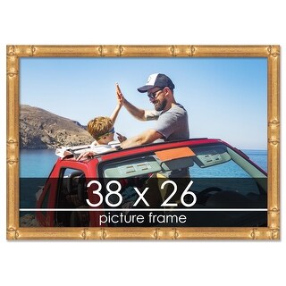 38x26 Frame Gold Bamboo Solid Wood Picture Frame with UV Acrylic, Foam ...