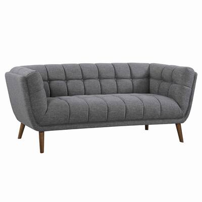 Chesterfield Design Fabric Sofa with Button Tufted Square Pattern, Gray ...