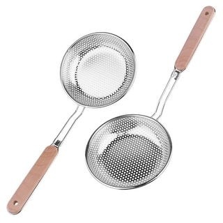 Stainless Steel Mesh Ramen & Noodle Strainer Skimmer Ladle with Wooden ...