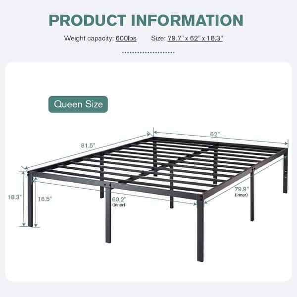 18-inch Metal Platform Bed Frame with Under-Bed Storage Space-Twin ...