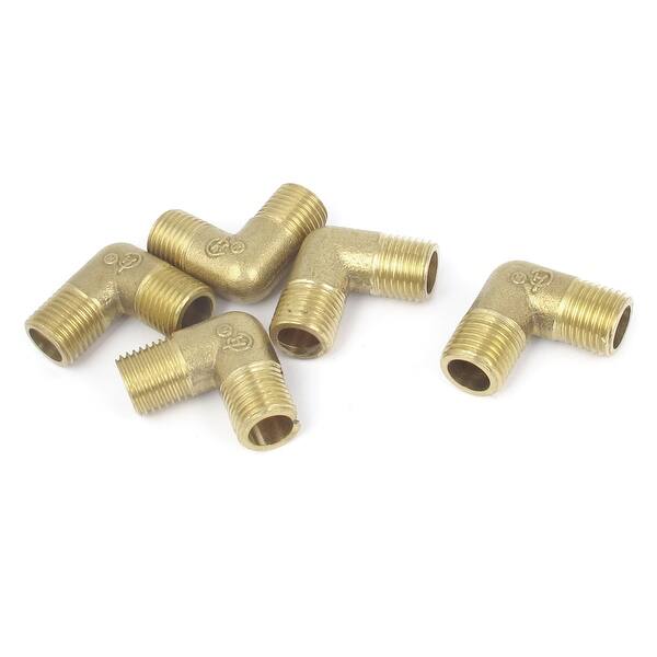 5Pcs Brass Pipe 90 Degree 1/4BSP Male to Male Thread Water Fuel Elbow ...