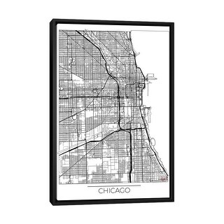 iCanvas "Chicago Minimal Urban Blueprint Map" by Hubert Roguski Framed ...