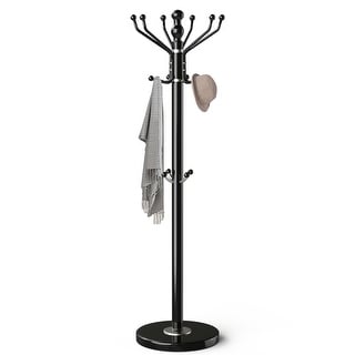 Coat Rack with Natural Marble Base, Metal Freestanding Coat Rack with ...